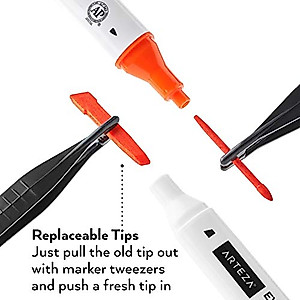 ARTEZA Art Alcohol Markers, Set of 120 Colors, EverBlend Dual Tip Markers with 144-Slot Organizer, Fine and Broad Chisel Nib, for Coloring and Drawing