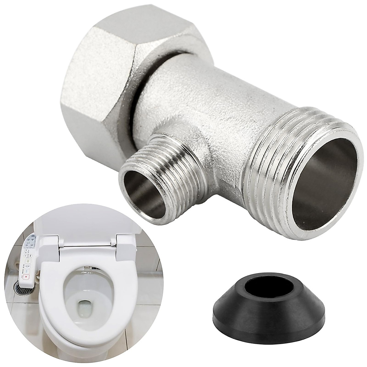 Bidet T Adapter,Flexible T Bidet Connector 3 Way 7/8inch 3/8inch 7/8inch Plumbing Splitter,T Valve Shower Head Diverter,Valve Hose Fitting for Shower Head Diverter Sprayer Faucet