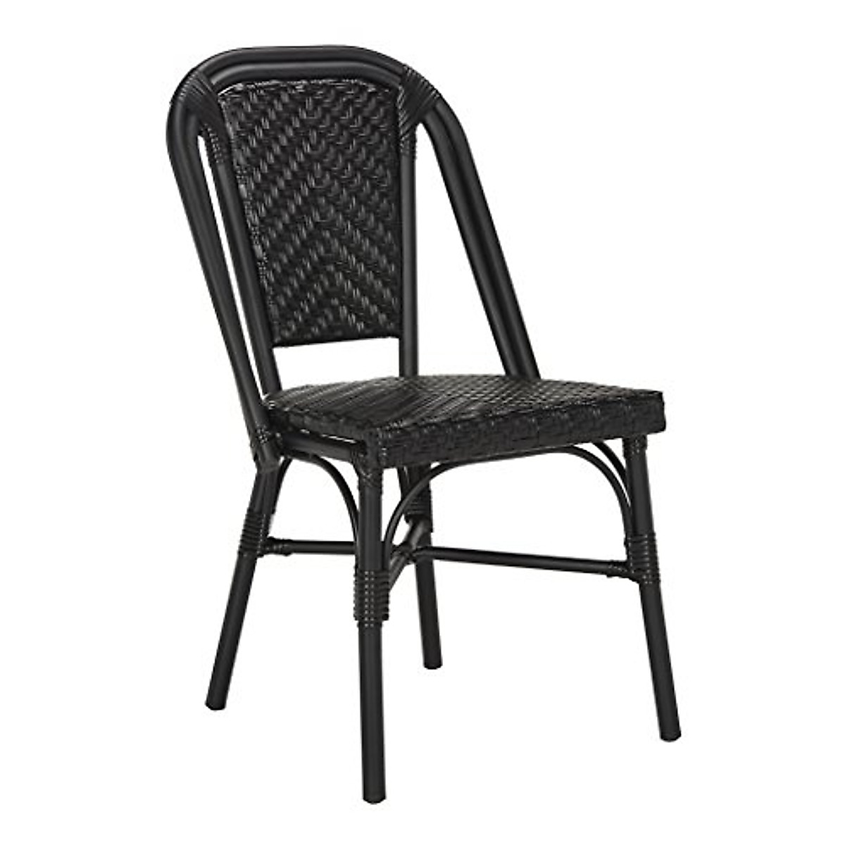 Safavieh PAT4013A-SET2 Outdoor Collection Daria Black Stacking Side Chair