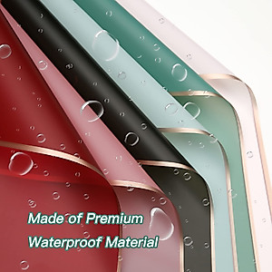 Flower Wrapping Paper Floral Wrap Sheets Florist Bouquet Supplies Waterproof wrapping paper includes ribbon （20 sheets) (black+Golden line)