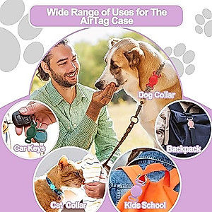 2 Pack IPX8 Waterproof AirTag Dog Collar Holder, Hidden Air Tag Case for GPS Puppy Kitten Cat Collar, Silicone AirTag Mount Tracker Cover Compatible with Pets Harness,Safety Anti-Lost(Pink,Purple M)
