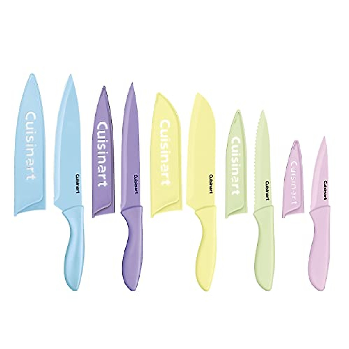 Cuisinart C55-10PCPL Ceramic Coated Knife Set with Blade Guard Sheaths (10- Piece Set) in Pastel Bright's