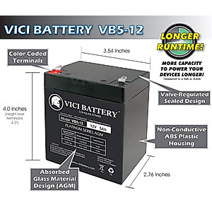 VICI Battery VB5-12 - 12V 5AH Replaces Werker WKA12-5F SLA Battery - 2 Pack Brand Product