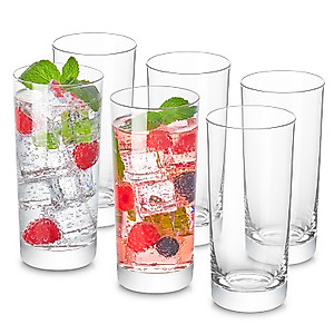 GRANDARTIC Crystal Drinking Glasses, 15.5oz/460ML Crystal Highball Glasses Set of 6, LEAD-FREE Heavy Base Tall Glassware, Brilliant Clarity Drinking Glasses for Water, Juice