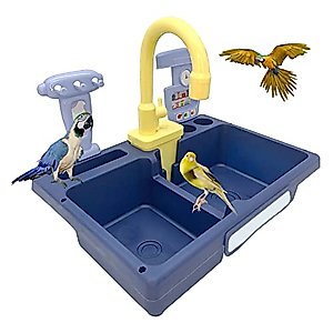 Hamiledyi Parrot Automatic Bath Tub,Pet Parrots Bathing,Bird Bathtub Parrot Shower with Faucet Multifunctional  Bath Box for Cockatiel  Parakeet  Finch Canary and Small Medium Birds  