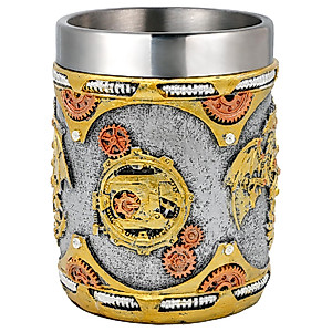 alikiki Medieval Steampunk Dragon Mug - 15.8oz Renaissance Mechanical Dragons Beer Stein Tankard Stainless Coffee Cup Father Day Gift Mug for Dragon Collector Lovers Themed Party Decoration