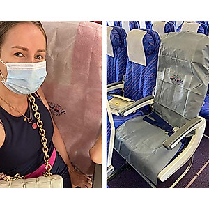 1pcs Protective Airplane Seat Covers for Travel Automotive Seat Cover Plane Protector Cars Taxi Train Public Transit Bus Disposable/Reusable Hygienic (White, 1-Pack)