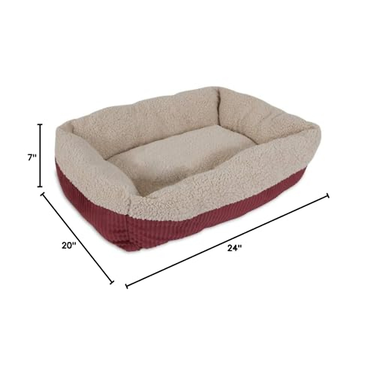 Petmate Aspen Pet 80136 Self Warming Rectangular Lounger For Pets, 24" x 20", Warm Spice With Creme, Barn Red/Cream