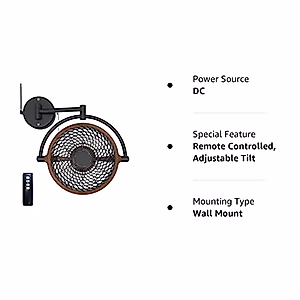 Vento VIVI-DC 10 In. Wall Mount Swivel fan with Folding Arm (Walnut)