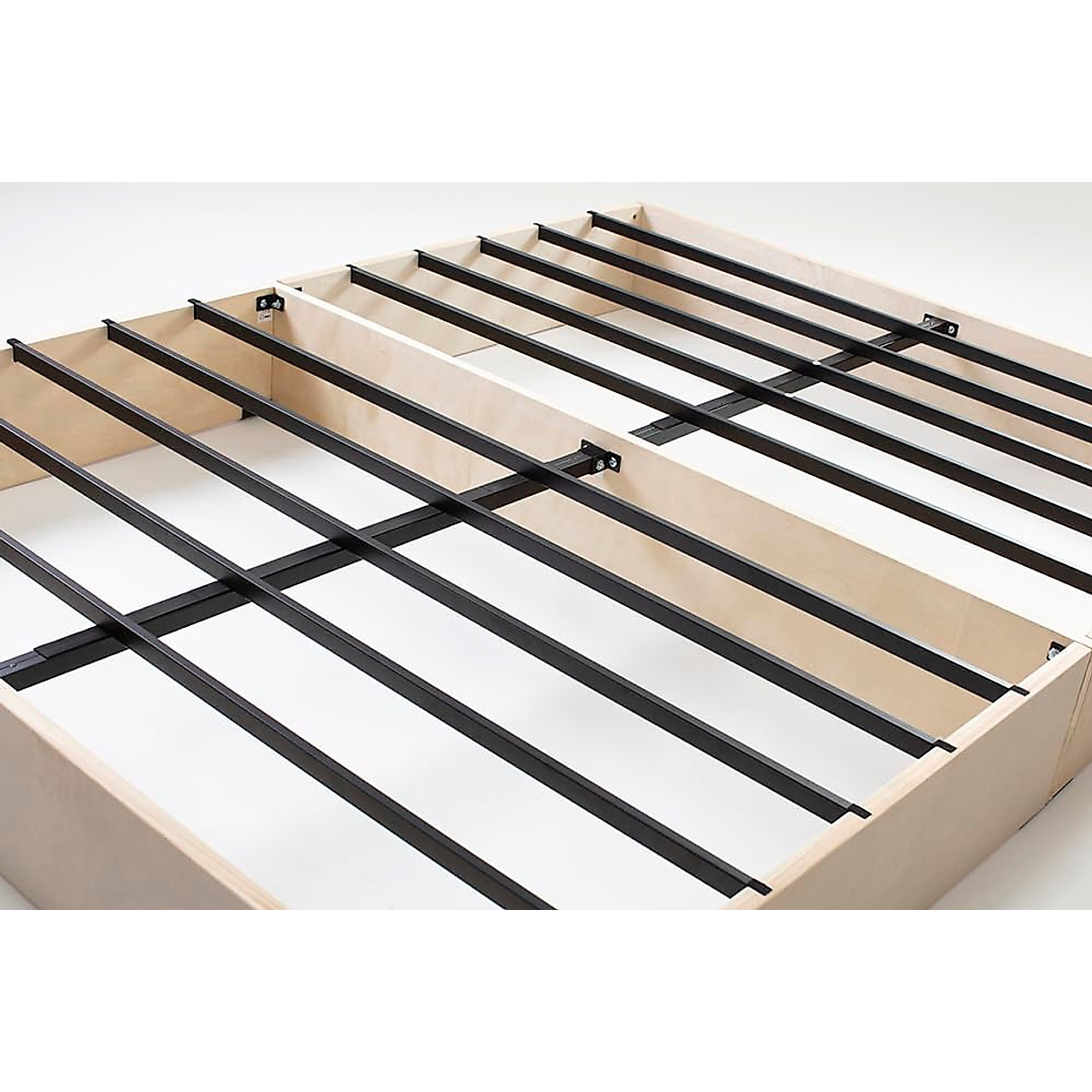 Panana 5 Inch Metal Box Spring Bed Base with Fabric Cover, Heavy Duty Strong Steel, Easy Assembly, Full, White