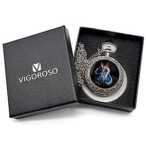 VIGOROSO Pocket Watches for Men Cool Watch Dragon Gifts for Men/Women/Boys/Girls Year of Dragon Boy Gift ideas