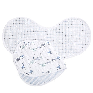 aden + anais 100% Cotton Muslin Burpy Bib – Multi-Use, Absorbent 4-Layer Burp Cloth and Full-Coverage Snap-Closure Baby Bib in One, Lap-Shoulder Drool Cloth, 22.5” X 11”, 2-Pack, Rising Star