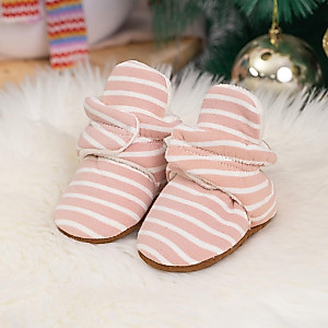 KIDSUN Infant Baby Boy Girl Fleece Bootie Newborn Stay On Slipper Winter Warm Gripper Non-Slip Crib Shoes