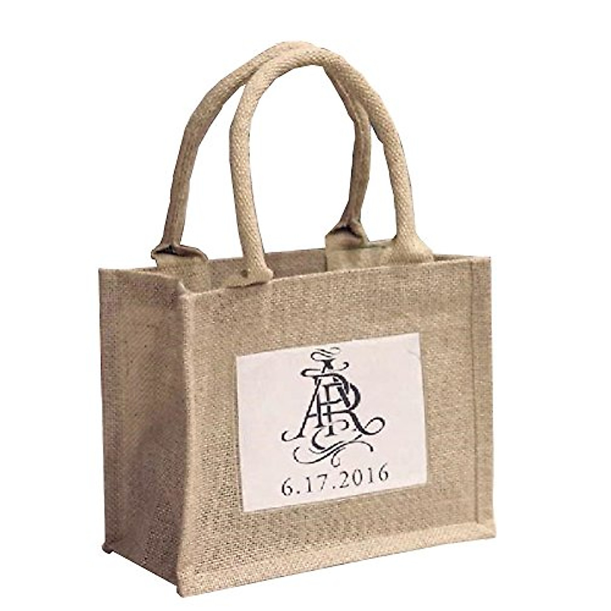 Mini Jute Gift Tote Bags w/ Clear Pocket for Wedding Favors, Crafts, Decorations (1)