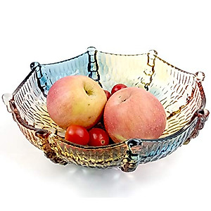 weigeer EWEIGEER 10.7-inch High-Grade Crystal Glass Colorful Fruit Candy Snack Bowl,Art Glass Bowl Flower-shaped,Cool Design