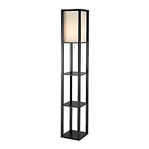 Adesso 3193-01 Titan Tall Shelf Floor Lamp, 72 in, 150W Incandescent/equiv. CFL, Black PVC Veneer on MDF, 1 Floor Lamp