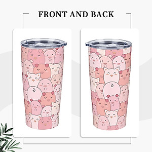 JASROTAO Cute Pigs Tumbler,Pigs 20oz Stainless Steel Insulated Travel Tumbler,Travel Coffee Mug with Lid and Straw Water Bottle Drink Tumbler Cups Gifts for Women Men Lovers