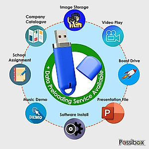Possibox Custom Promotional USB Flash Drive 128MB Printed with Your Logo - as Campaign Gift Bulk - 500 Pack