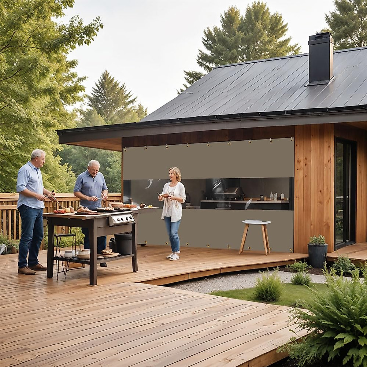 Covers & all Outdoor Clear Panel Curtain, 12 oz Vinyl Outdor Curtains for Patio, Waterproof & Weather Resistant Tarp with Brass Grommets for Pergola, Porch, Gazebos, Balcony (7H x 4W feet, Beige)