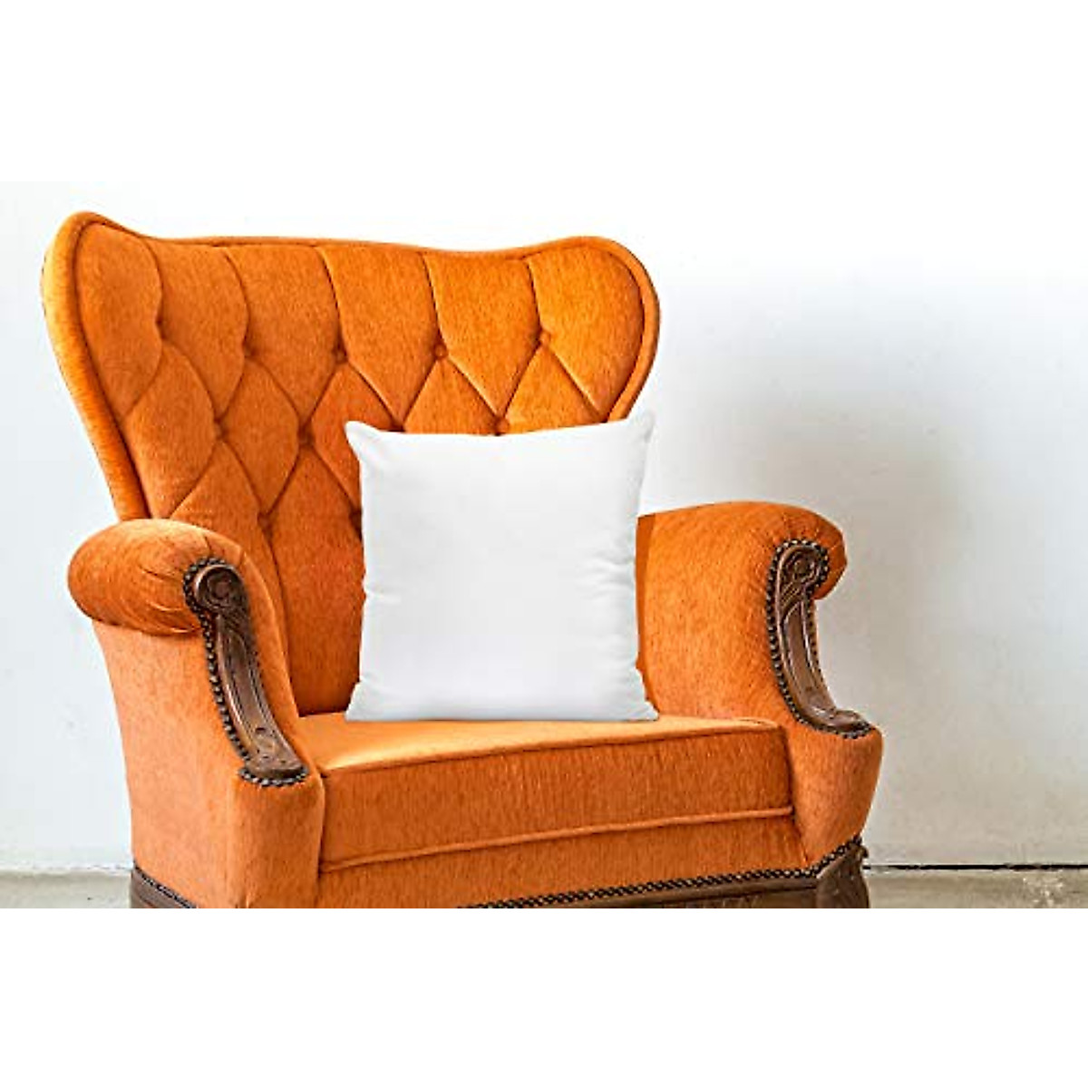 Pal Fabric Set of Two 14x14 White Cotton Feel Microfiber Square Sham Euro Sofa Bed Couch Decorative Pillow Insert Form Fill Stuffer Cushion Made in USA for Pillow Cover or Case (Set of 2-14x14)