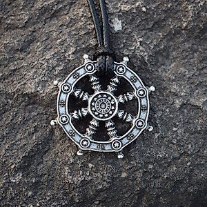 Dharma Wheel of Life Samsara Buddhist Amulet Pendant Talisman (bronze)