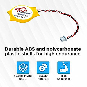 Rome Tech CMOS Battery for Dell Alienware M11x / Dell Alienware M11x R2 / Dell Alienware M11x R3 / Dell Alienware M14x / Dell Alienware M14x R2 - Backup BIOS RTC 3V CR2032 with 2 Pin 2 Wire Cable