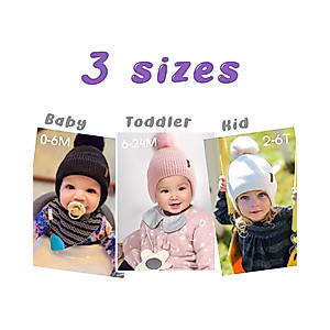 Toddler Baby Winter Hat Warm Fleece Lined Knit Kids Hat with Earflap Infant Newborn Pom Pom Beanie Knit Cap Girls Boys