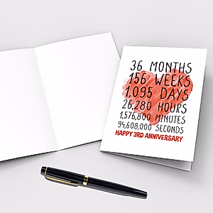 Qiliji Happy 3rd Anniversary Card for Him Her, Third Wedding Anniversary Card for Husband Wife, Funny 3 Year Together Anniversary Greeting Card