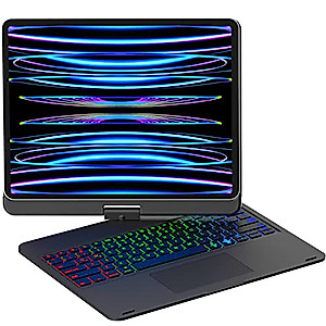 Kolude iPad Pro 12.9 Case with Keyboard for iPad Pro 12.9 inch (2022 6th, 2021 5th, 4th and 3rd Generation) Magnetic Keyboard Multi-Touch Trackpad 360° Rotatable Black Color