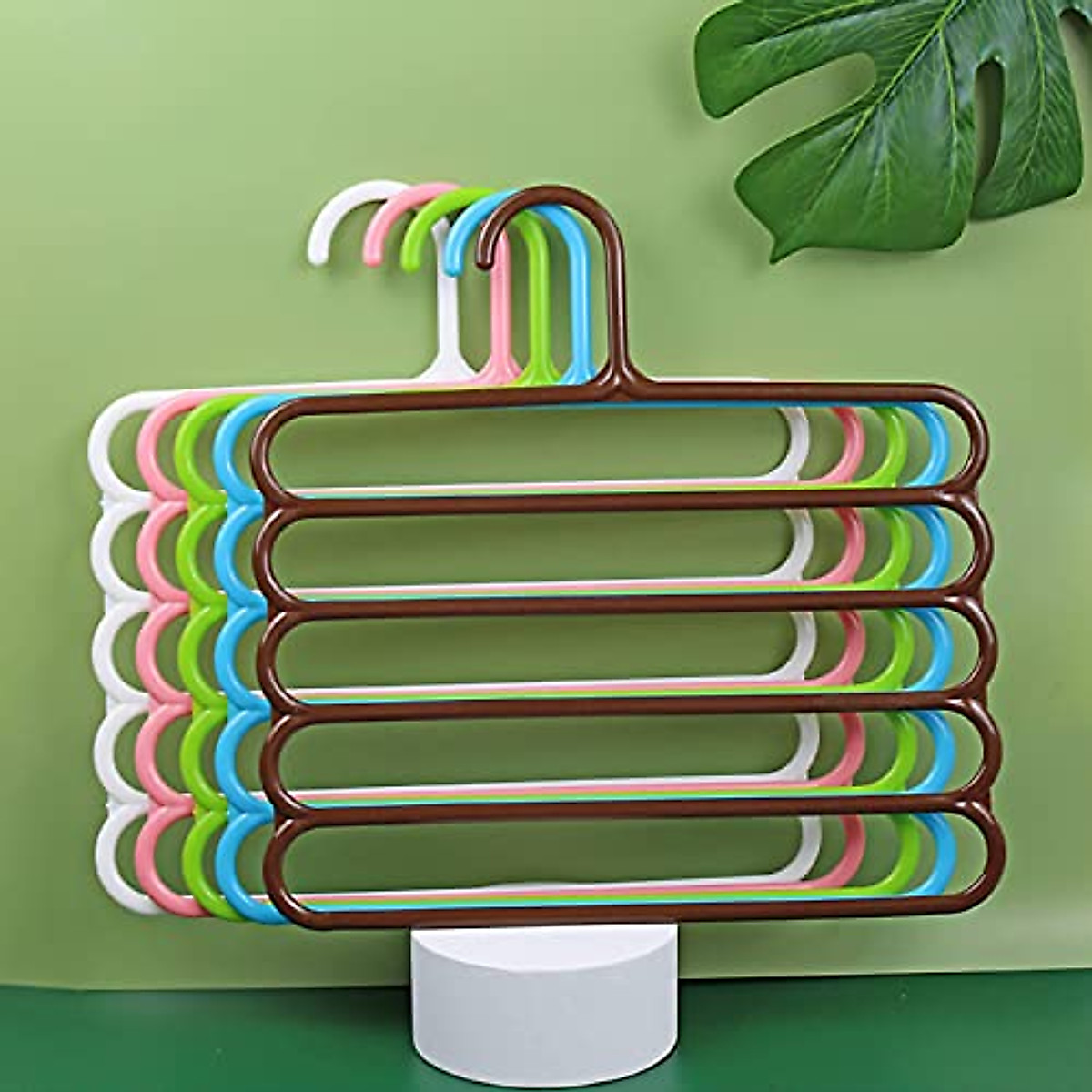 NA Colorful Five-Layer Trouser Rack Candy-Colored Scarf Hanger Dual-Purpose Multi-Layer Plastic Hanger Wardrobe Storage Hanger