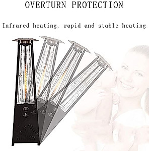 YAOJIA Outdoor Patio Space Heater 13 KW Natural Gas Patio Heater ，Waterproof Adjustable Firepower Pyramid Patio Liquefied Gas Heater ，Outside Space Heating for Home Garden & Gazebo， 234 X 60 X 60cm