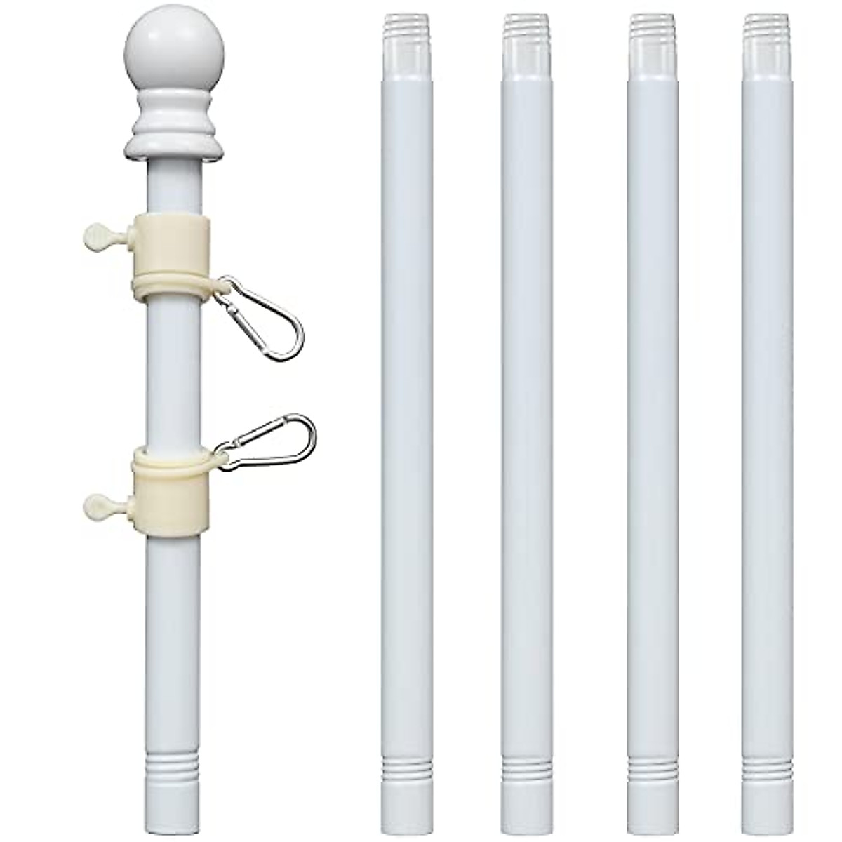 TALITARE Flag Pole for House, 5 FT White Flag Pole Stainless Steel Flagpole Kit for American Flag Without Bracket Residential or Commercial Flag Pole for Outside Garden Yard