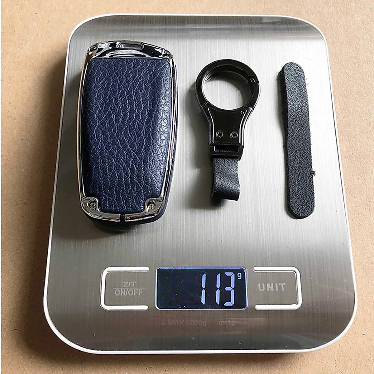 ontto for BMW Key fob Cover with Keychain Metal Zinc Alloy Keycase Leather Key Skin Fit for BMW 1 3 4 5 6 Series Red(1keycover&1keychain)