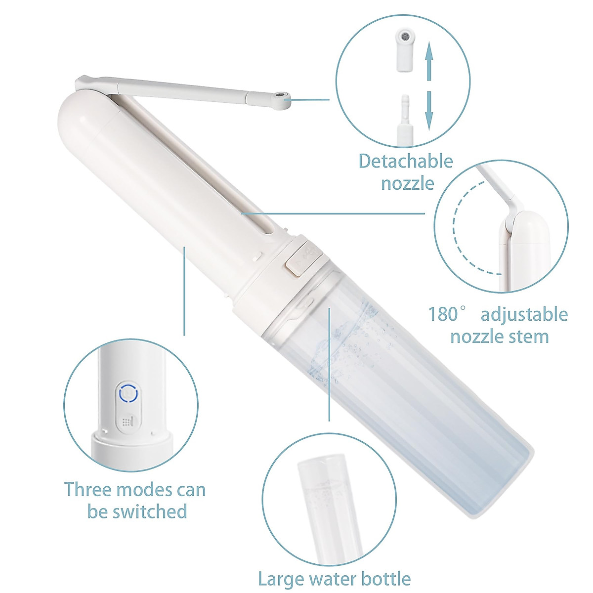 Portable Bidet for Travel, High Pressure USB Rechargeable Handheld Bidet with 3 Spray Modes, Electric Water Sprayer Toilet for Men and Women, Personal Hygiene and Postpartum Care 180ML White