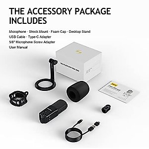 ZINGYOU USB Microphone for Computer, Condenser Desktop Mic Plug & Play with Mic Gain, Mute Button and Headphone Port for PC Recording, Gaming, Streaming, YouTube, Twitch, Voice Over, ZY-UD2 (Black)