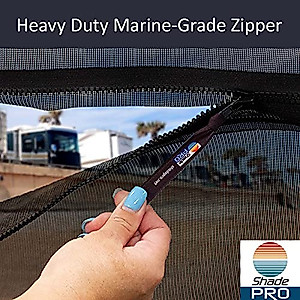 ShadePro - Vista Shade - RV Awning Shade Screen - Zipper Sun Screen Installs in Seconds - Solar Mesh Blocks 87% of Sunlight - The Original Camper Sunscreen Shade for Awnings - 19' x 9' - Grey