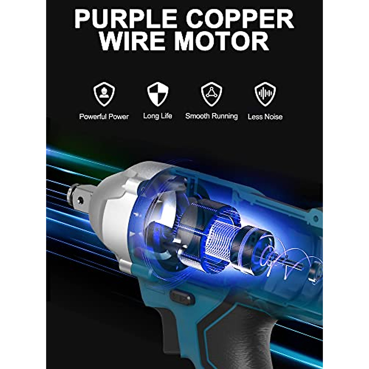 WESCO 20V Cordless Impact Wrench, 1/2",1602 In-lbs(180N.m),2.0A Li-ion Battery, LED Light 3 Pcs Drive Impact Sockets and 1 Hour Fast Charger