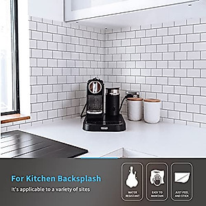 Art3d 10-Sheet Peel and Stick Tile Backsplash - 12"x12" Premium Kitchen Backsplash Peel and Stick Tile, Bright White