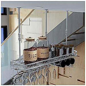 Stylish Simplicity Wine Glass Holder Simple Modern Creative Hanger Decoration Goblet Holder Glass Wine Glass Holder Adjustable Height Kitchen Floating Bottle Holder (Black 100 * 25Cm), PIBM, White