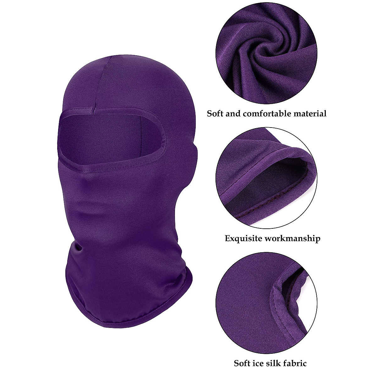 6 Pieces Ski Mask Kids Balaclava Winter Windproof Face Covering Breathable Neck Gaiter for Winter Outdoor Activities (White, Sky Blue, Orange, Dark Blue, Purple, Black, Large)