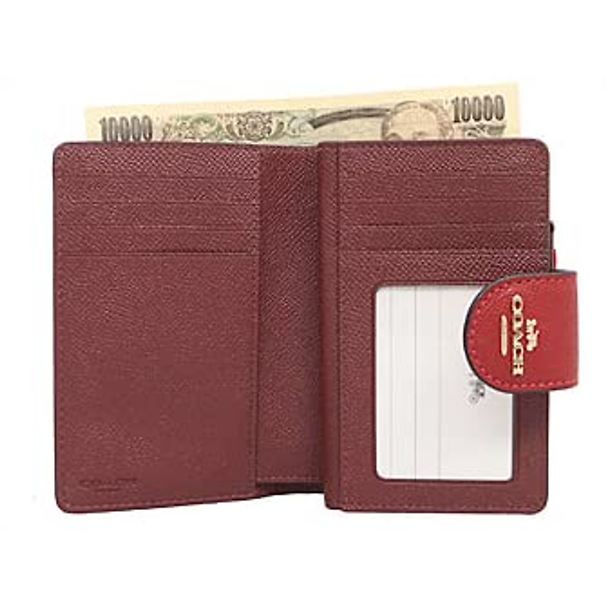 Coach Crossgrain Leather Medium Corner Zip Wallet Style No.6390 Red