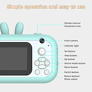 Zeerkeer Instant Print Camera for Kids 1080P HD Children Selfie Video Digital Camera with 2.4'' IPS Screen and 32GB TF Card for 3-12 Years Boys Girls Gift (Green)