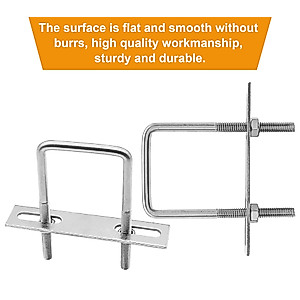 BokWin 4PCS M6x40x80mm Stainless Steel Square U-Bolt Tie Down U Bolt with Frame Plate and Nuts