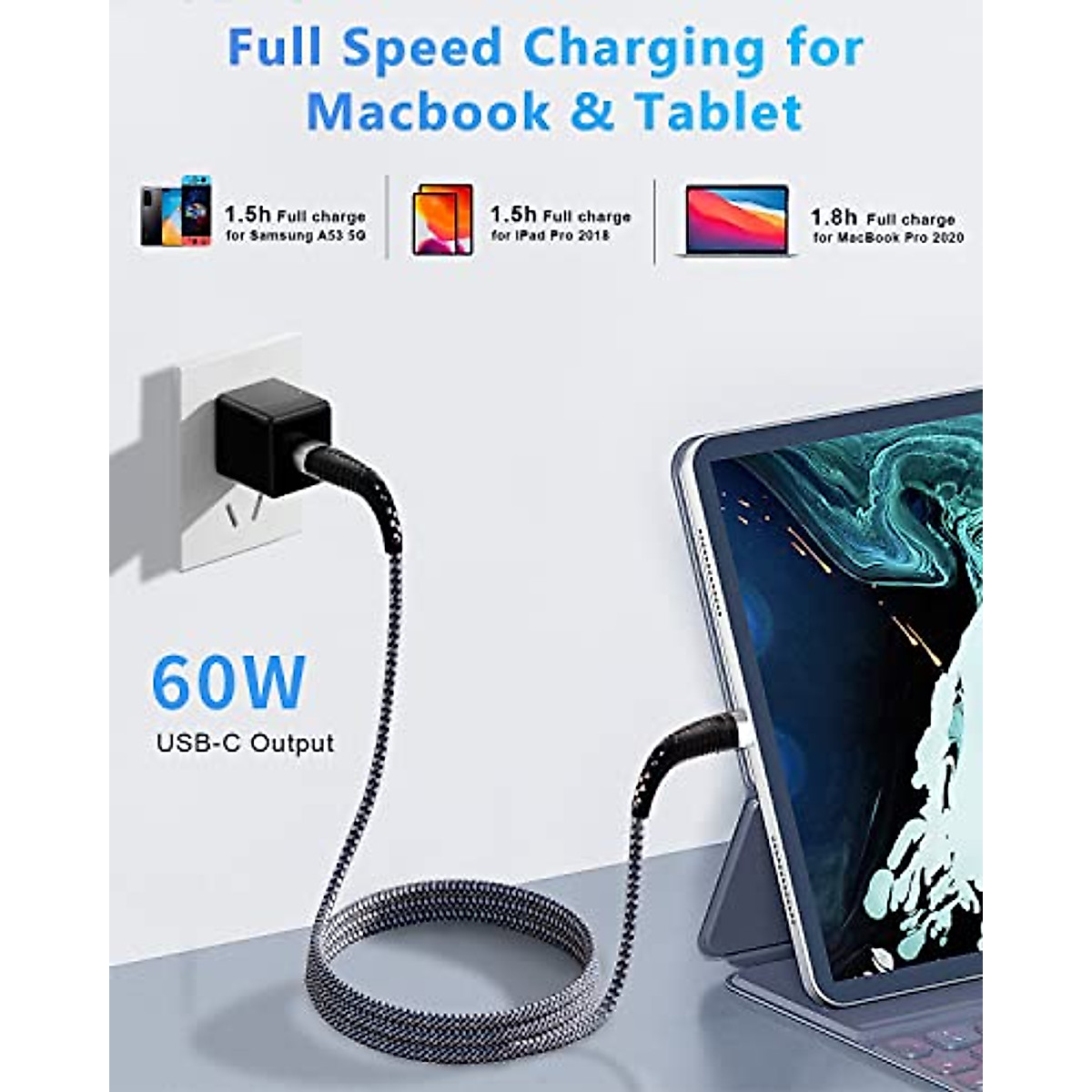 USB C to USB C Cable - [2Pack 3ft] PD 60W Type C Fast Charging Cable Compatible with iPhone 15/15 pro iPad Pro 2020/iPad Air 4/iPad Mini 6, MacBook Pro/Air, Samsung S22/S21/S20