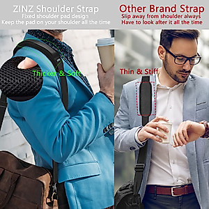 ZINZ Shoulder Strap 78" Universal Bag Strap with Ultra-thick Fixed Padded and Dual Balanced Adjustable Buckles for Briefcase, Travel Bag, Laptop Bag, Crossbody bag - Black