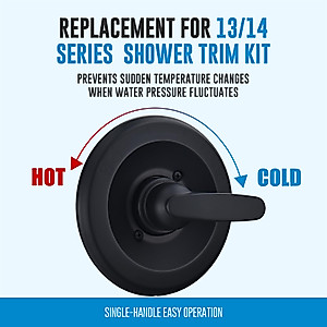 Replacement for Delta Classic 13 Series Single-Function Trim Kit, T13010 Shower Handle, Fit Delta Shower Valve R10000 Series, Matte Black (Cartridge Included)