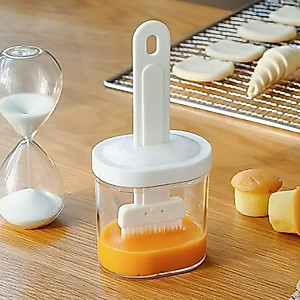 KDDOM 1 Piece Oil Bottles with Brush Kitchen Oil Bottle Brush Sauce Bottle Brush Barbecue Brush(White)