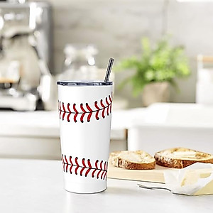 IYERSKD Baseball Lace 20 oz Stainless Steel Tumbler Vacuum Insulated Leakproof Travel Mug for Car Office Gym