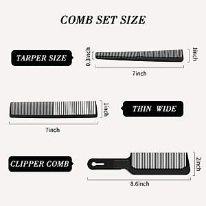 3 Pieces Men Barber Comb Set Taper Hair Cutting Flat top Clipper Flattop Barberology Comb Heat-Resistant Fiber Comb for Men Women
