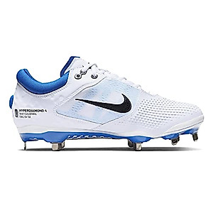 Nike Women's Hyperdiamond 4 Elite Softball Cleats (White/Black/Game Royal, us_Footwear_Size_System, Adult, Women, Numeric, Medium, Numeric_9)